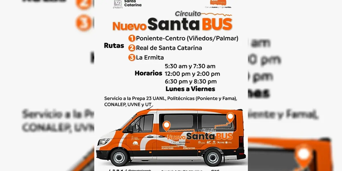 Santa Catarina brindará transporte a estudiantes mediante “Nuevo Santa ...
